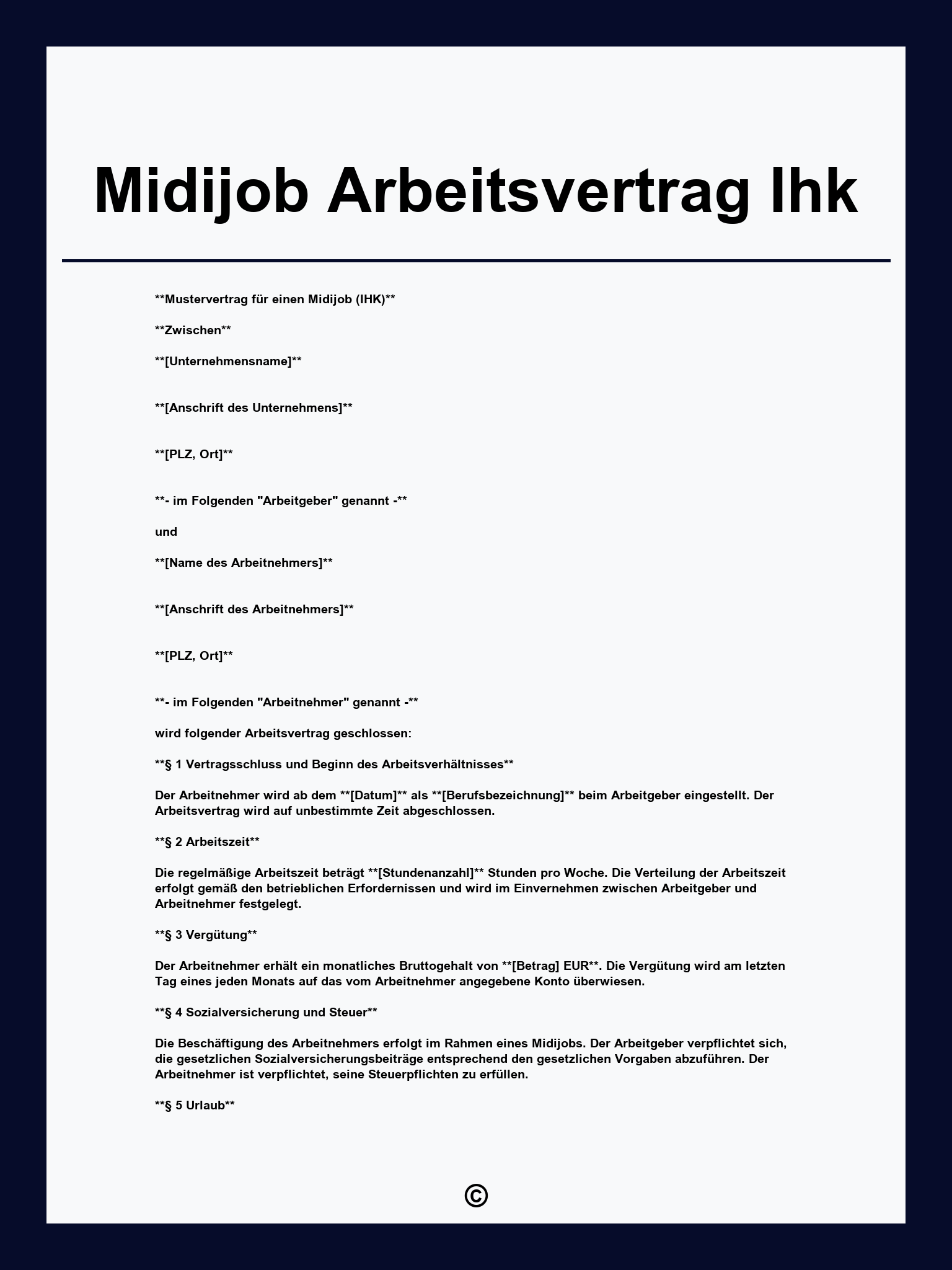 Midijob Arbeitsvertrag Ihk